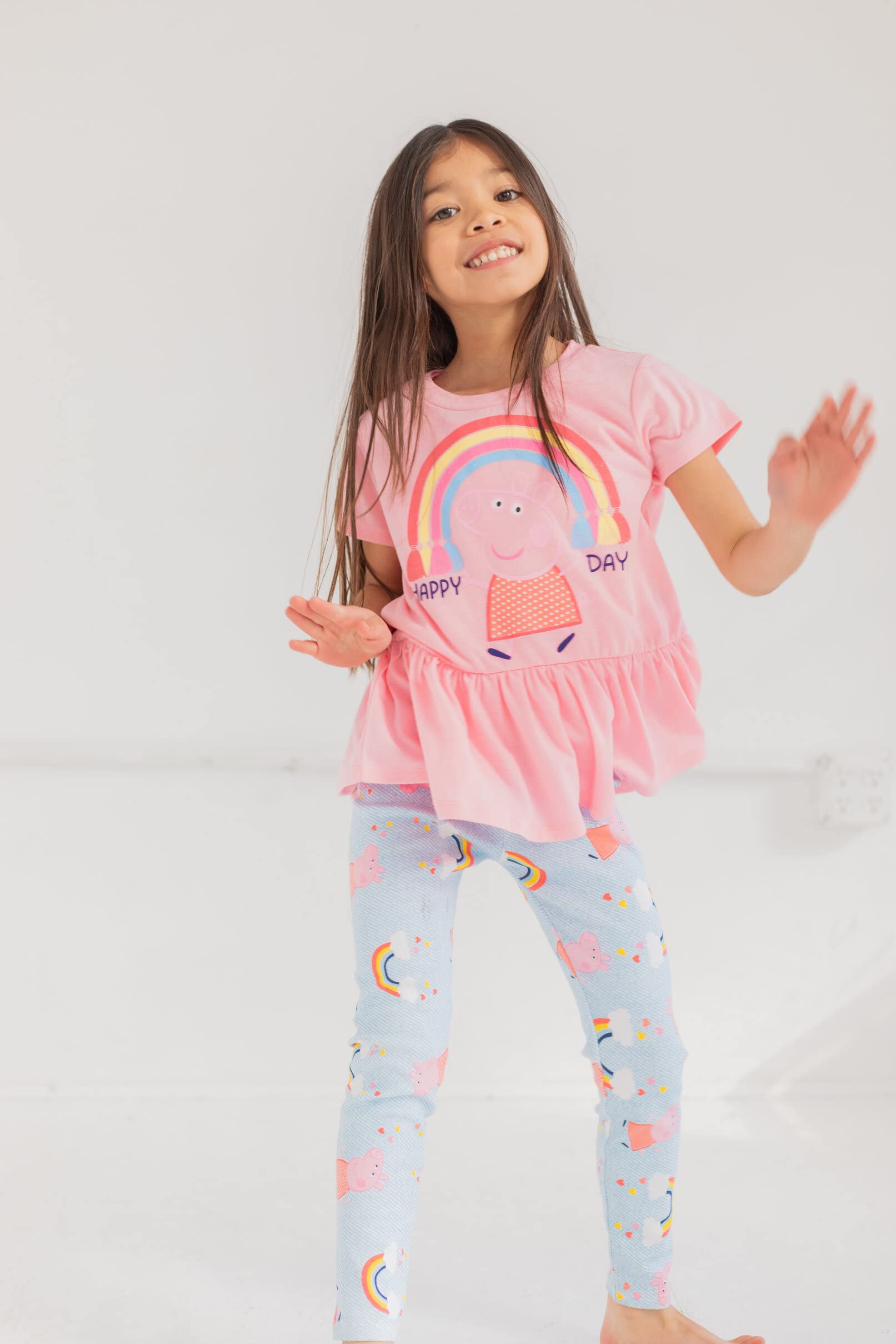 Peppa Pig Toddler Girls T-Shirt and Leggings Outfit Set Pink/Blue 4T