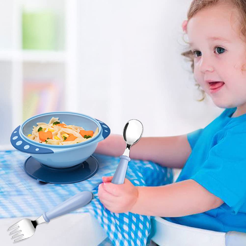8 Pieces Toddler Utensils, Stainless Steel Toddler Spoons and Forks Kids Silverware Toddler Silverware Set for Safe Dining Baby Utensils (4 Set)