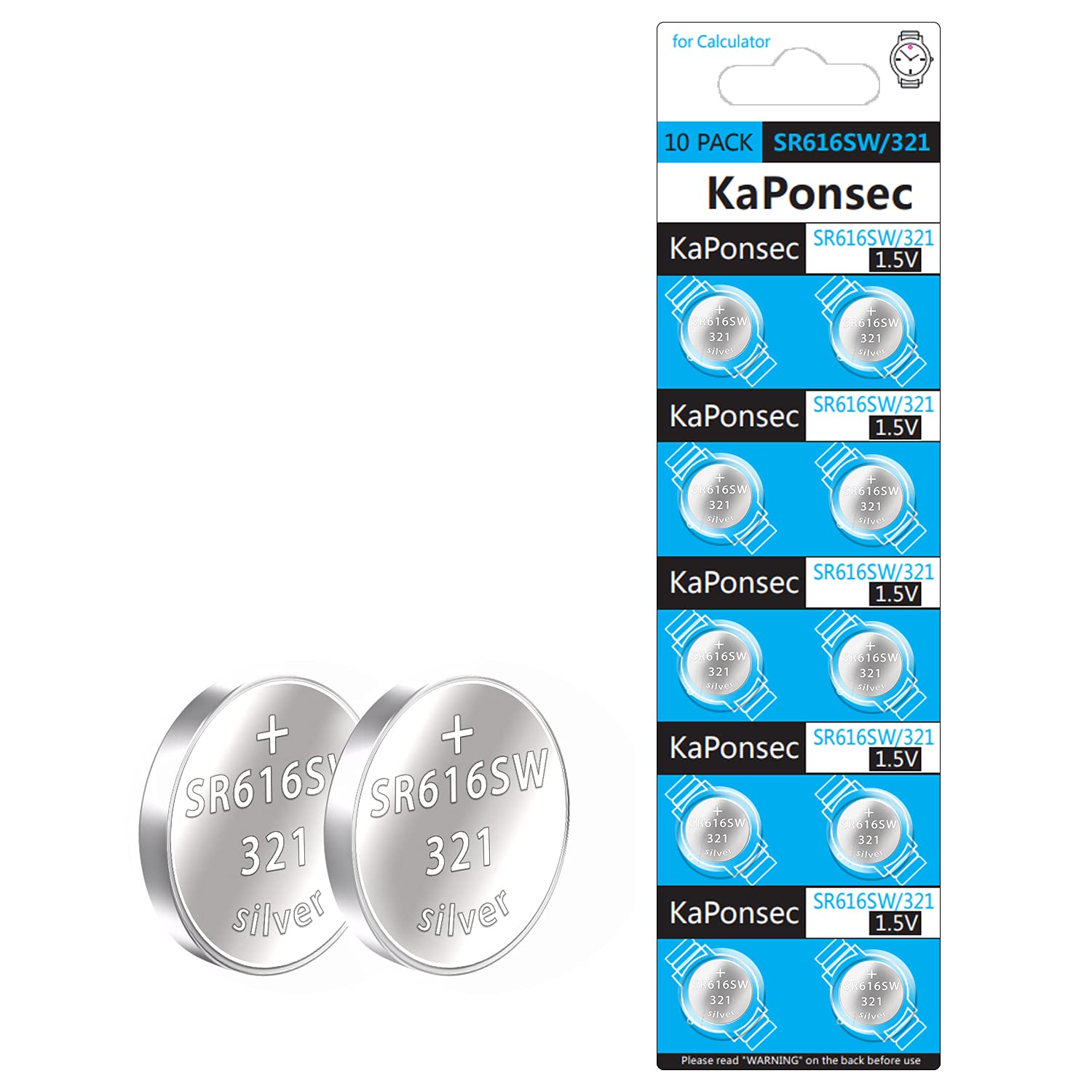 KaPonsec 321 SR616SW 1.5V Silver Oxide Watch Battery (10-Pack)