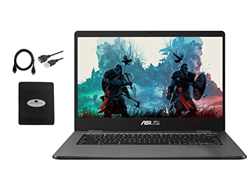 ASUS 2021 14" Light Thin Chromebook Student Laptop, Intel Celeron N3350, 4GB RAM 32GB eMMC, Webcam, Chrome OS(Google Classroom Zoom Compatible) Bundle W/GM 3in1 Accessories