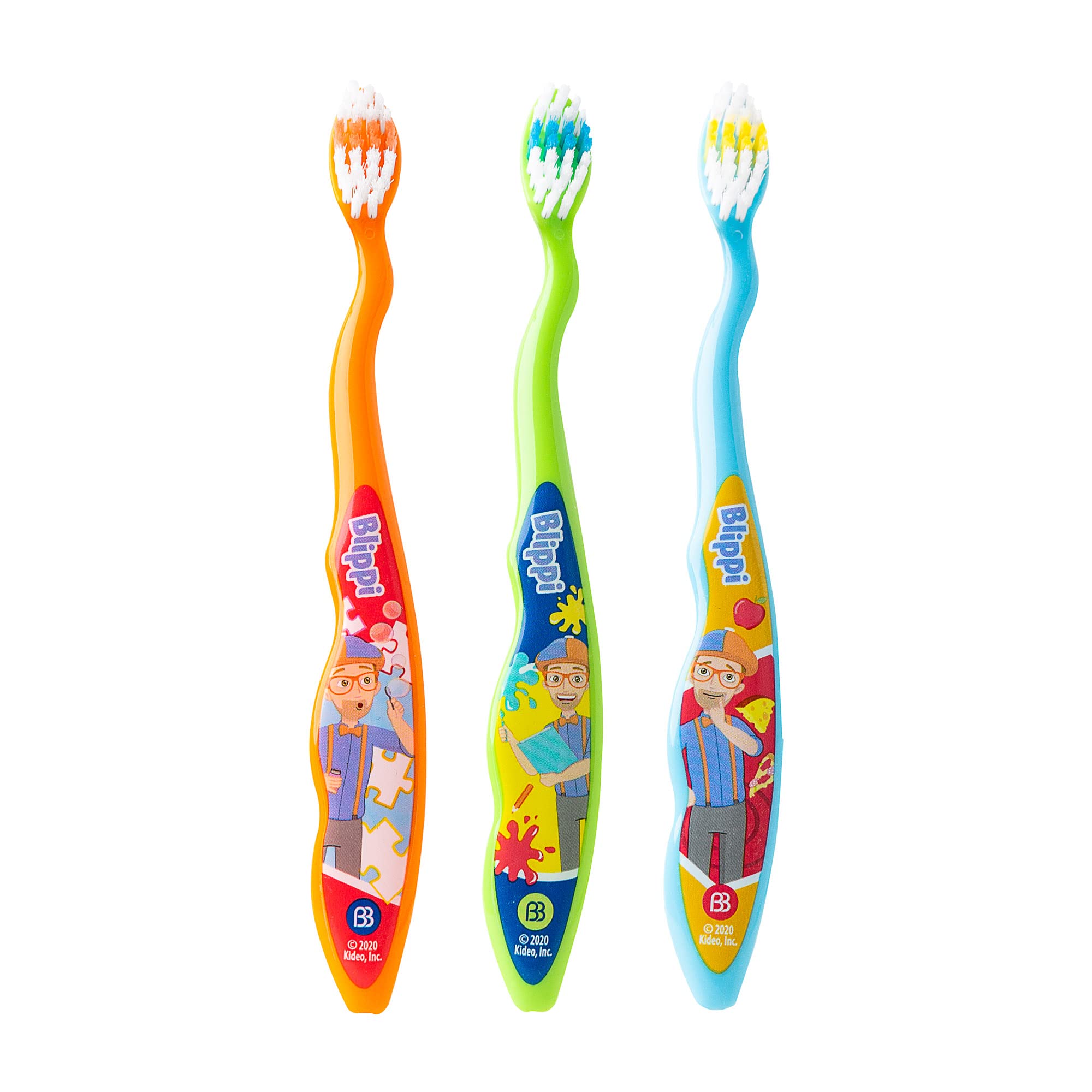 Brush Buddies Blippi Kids Toothbrushes, Manual Toothbrushes for Kids, Toothbrush for Toddlers 2-4 Years, Blippi Childrens Toothbrush, Soft Toothbrushes, 3 Count