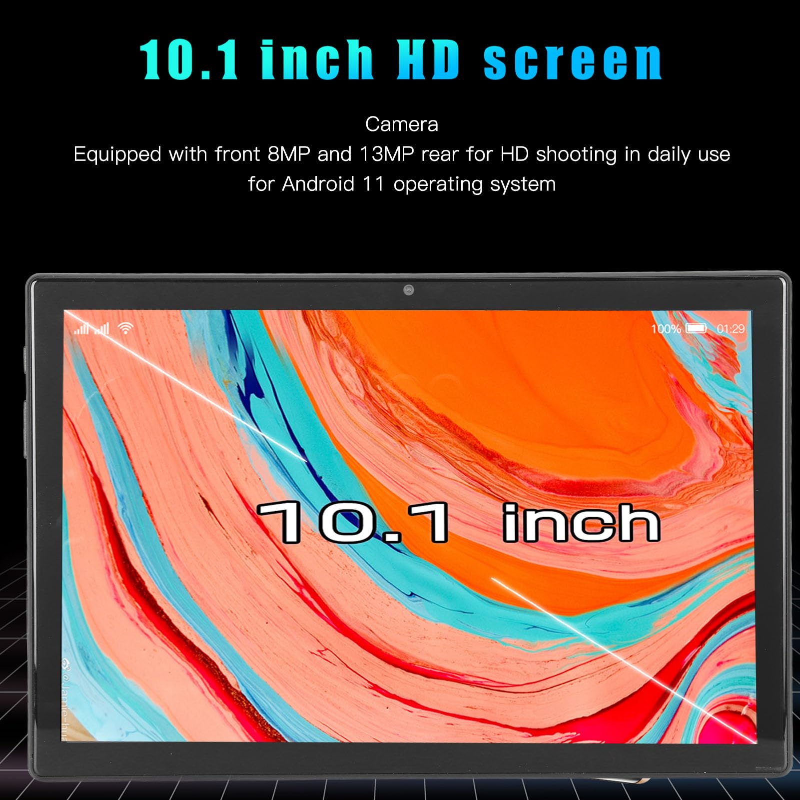 10.1 Inch Tablet PC, Android 11 Gaming Tablet, 8GB RAM 128GB ROM, Octa Core CPU, Dual 4G LTE Cellular Tablet, 8MP+13MP Camera, FHD Touch Screen, 2.4G/5G WiFi, BT, 8800mAh Battery