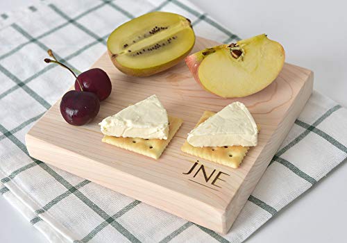 JNE Natural Hinoki Cypress Wood Cutting Board, Cheese Board, Chopping Board, Serving Board for Wine, Crackers, Fruit. Housewarming, Wedding, Birthday gift. Trivet (Square-7x1.2)