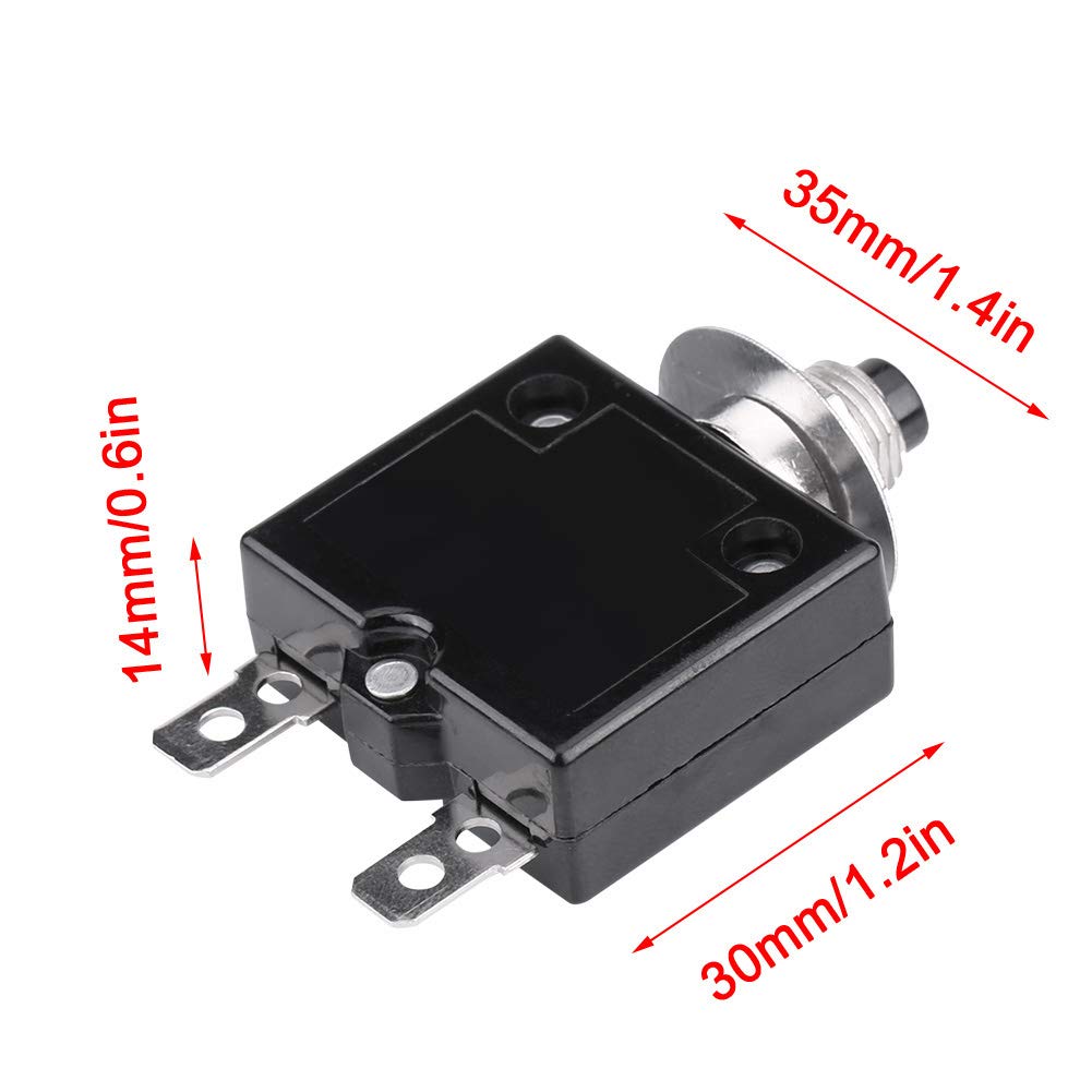 5 A / 8 A / 10 A / 15 A / 18 A / 20 A / 30 A Thermal Switch Reset, Current Overload Device Circuit Breaker Manual Reset Circuit Breaker Overcurrent Protector(5A)