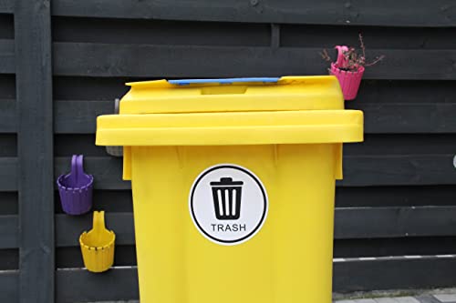 6 Pack Glass, Paper, Plastic, Metal, Trash, Recycle Sign Stickers - Self-Adhesive Vinyl Decal Recycle Logos - Eco-Friendly Trash Can Signs - 6" - Indoor & Outdoor Use - Waterproof & UV Protected