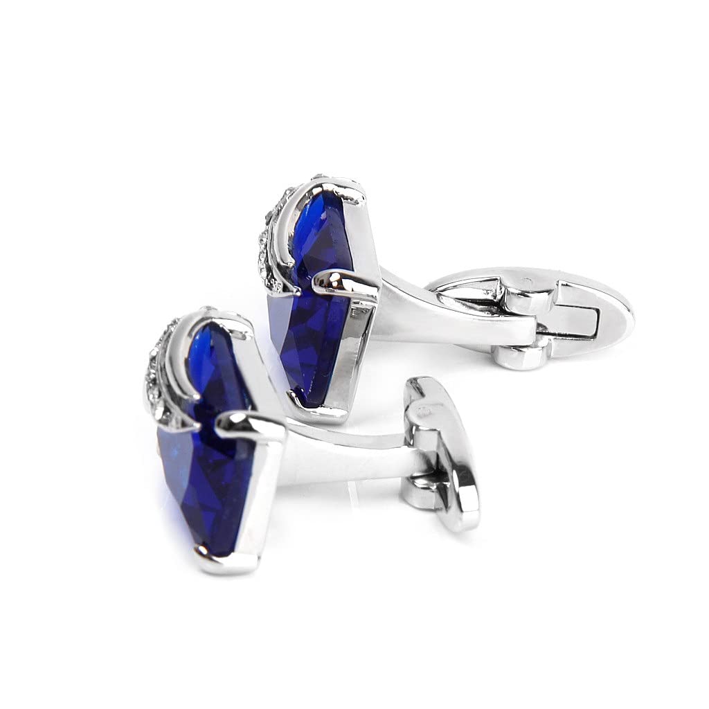 1 Pair of Cufflinks Men's Rectangle Blue Crystal Cufflinks Shirt Cuff Links Wedding Party Groom Gift (Color : A, Size : One Size) (A One Size)