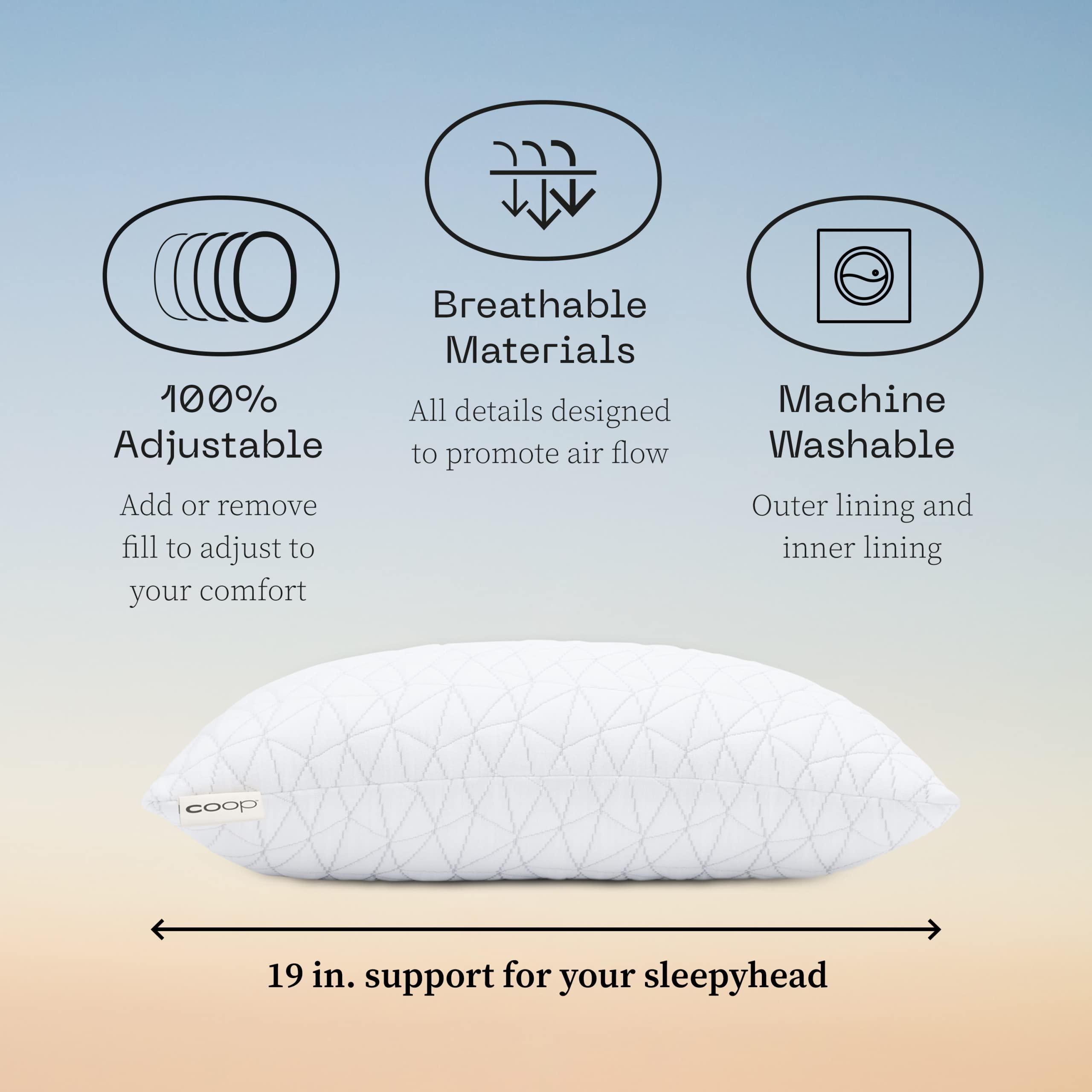 Coop Home Goods - Toddler Pillow (14x19) and Grey Pillow Protector - Premium Cross-Cut Memory Foam - Soft Lulltra Washable Cover from Rayon - CertiPUR-US/GREENGUARD Gold Certified