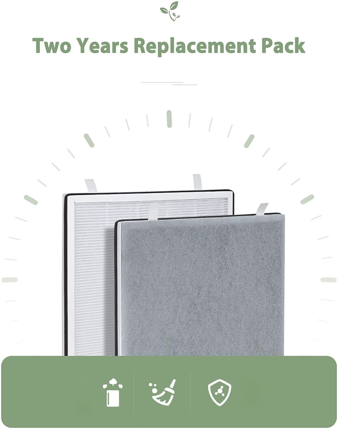 2-Pack Vital 100 Replacement Filter for LEVOIT Vital 100 Air Purifier, True HEPA and Activated Carbon Filter