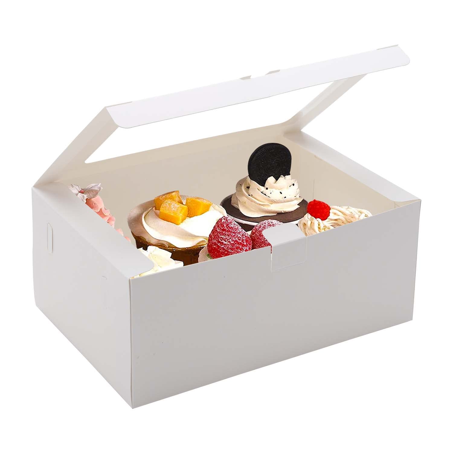 10-Set Cupcake Boxes with Inserts and Window Hold 6 Cupcakes,Cupcake Containers Bakery Cake Box,Pastry Carrier For Donut Cookie Treat Muffin Chocolate Bombs,9.4x6.3x3.9 In