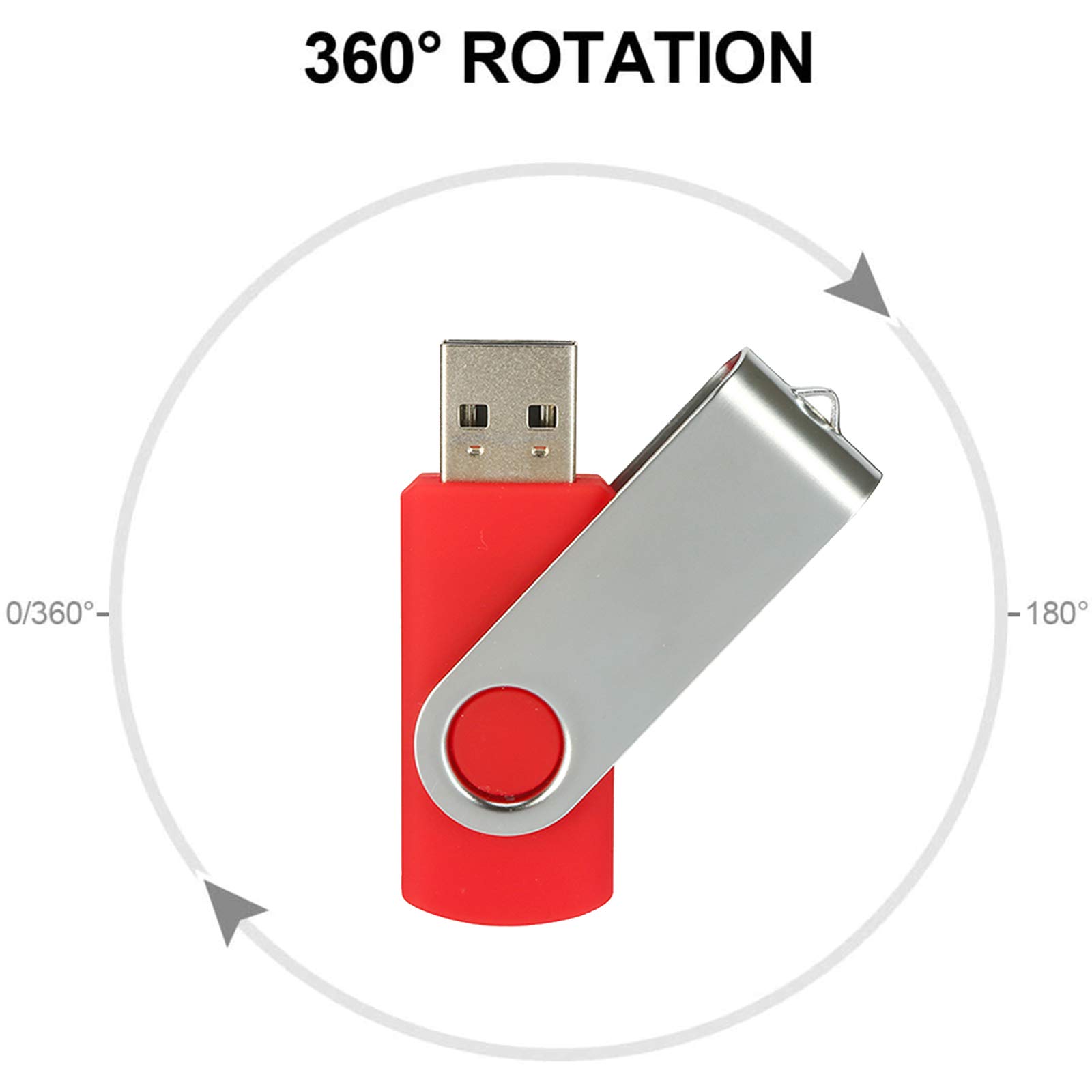 64GB Flash Drives 5 Pack, Alihelan USB Flash Drive USB 2.0 Thumb Drive Swivel Memory Stick U Disk Jump Drive Zip Drive for Data Storage(5 Mixed Colors: Black Red Purple Yellow White, 64G)