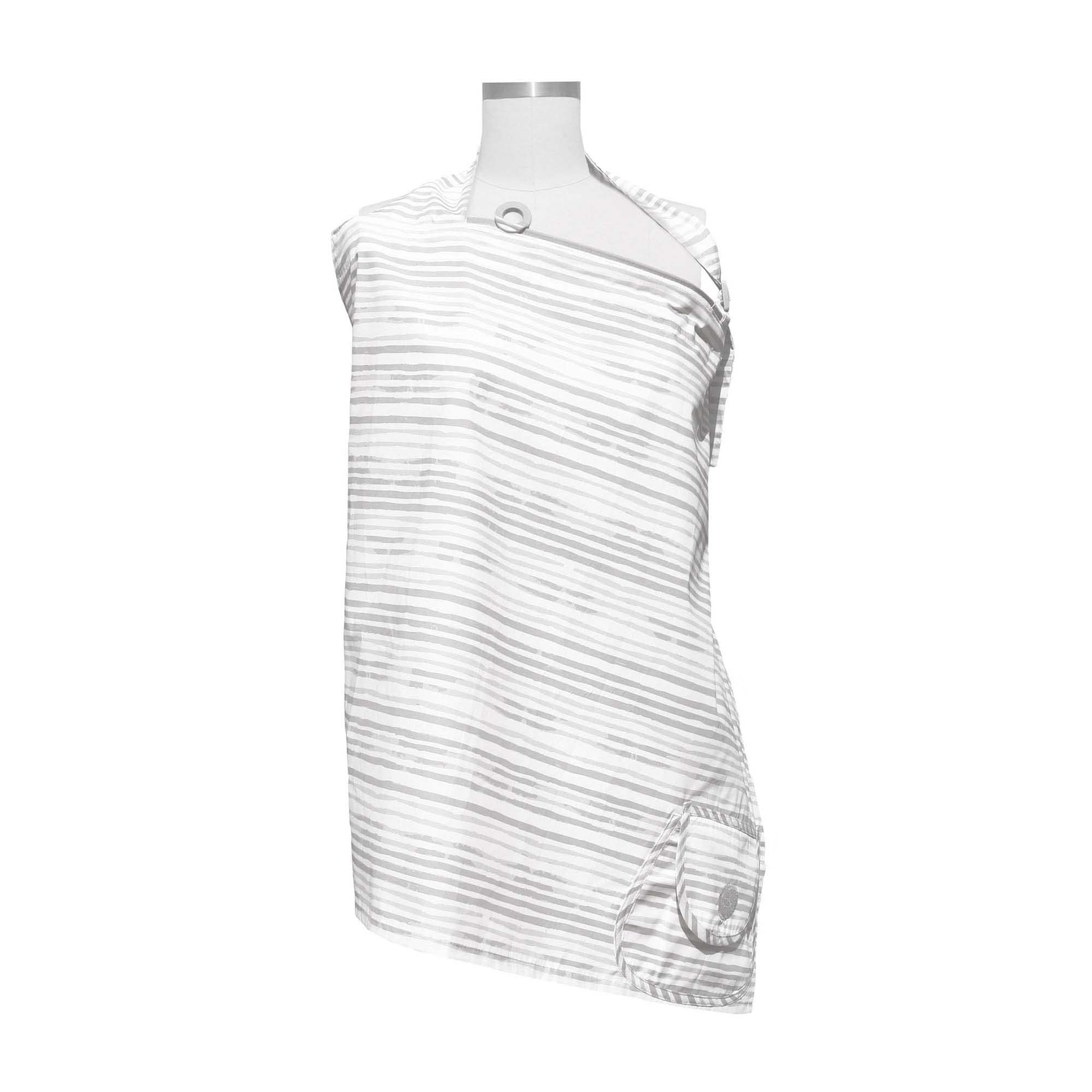 Boppy Nursing Cover for Breastfeeding, Gray Watercolor Stripes, Apron Style with Storage Pocket, Rigid Neckline to See Baby While Feeding, and Breastfeeding or Pumping