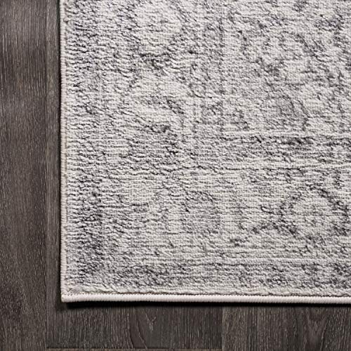 JONATHAN Y MDP403E-28 Rosalia Cottage Medallion Indoor Area-Rug Vintage Bohemian Easy-Cleaning Bedroom Kitchen Living Room Non Shedding, 2 ft x 8 ft, Gray/Dark Gray