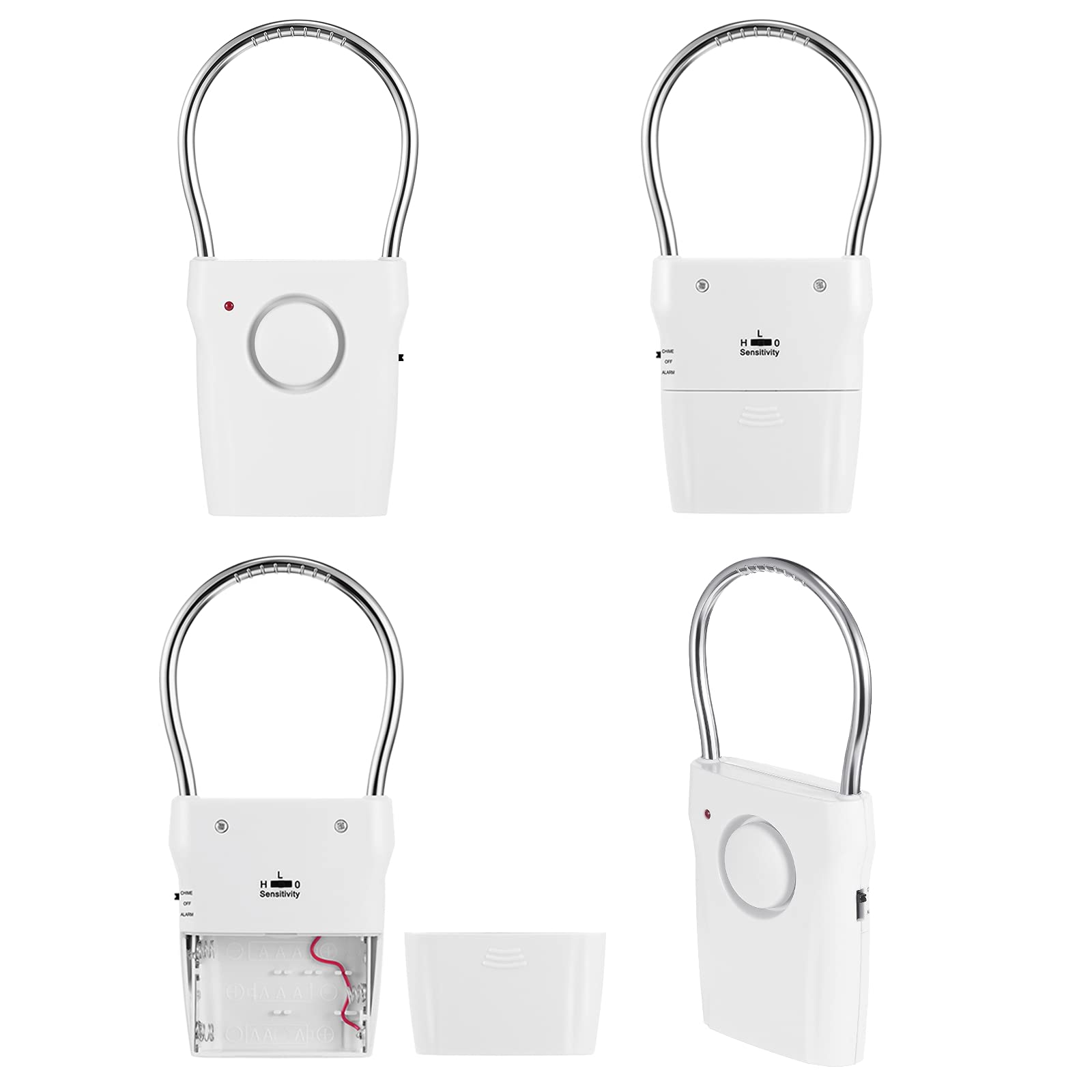 Kanayu 4 Pieces Door Handle Alarm 120dB Door Alarm for Home Security Door Entry Alarm Doorknob Sensing Alarm Window Burglar Alert for Home Security Kids Safety (White)