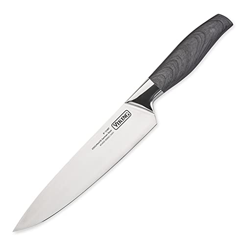Viking Culinary German Steel Hollow Handle Cutlery Set, 6 Piece, Includes Protective Plastic Sleeve, All Essential Knife Types, Dishwasher Safe, Ash Wood Pattern Handles