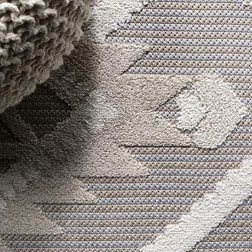 JONATHAN Y SBH107A-4 Sumak High-Low Pile Neutral Diamond Kilim Indoor Outdoor Area-Rug Bohemian Geometric Easy-Cleaning Bedroom Kitchen Backyard Patio Non Shedding, 4 ft x 6 ft, Beige/Gray