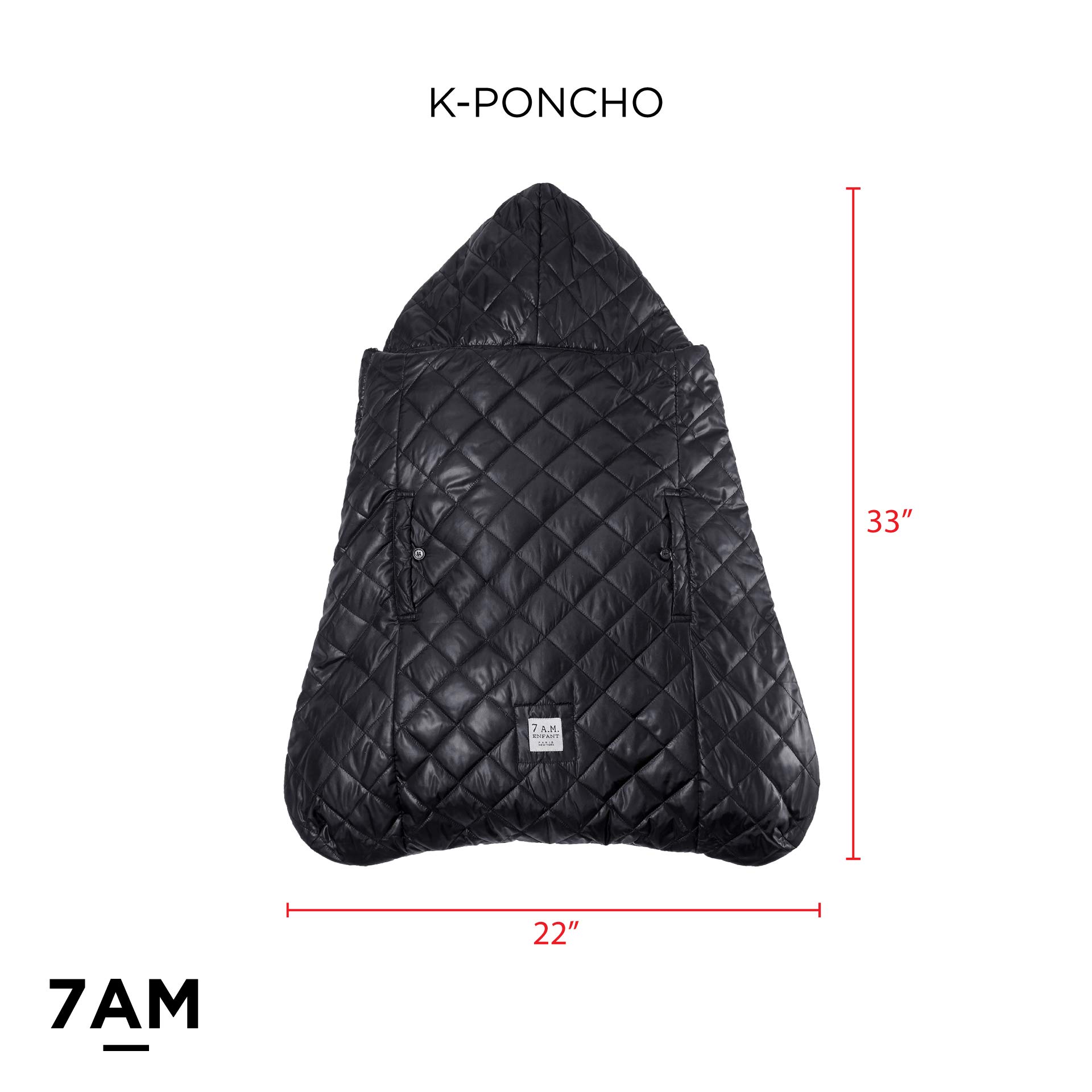 7AM Enfant Baby Carrier Cover - K-Poncho Universal Winter Ultra Soft Plush Lining, Multifunction Stroller & Car Seat Blanket Cover, Water Repellent Bunting Bag for Cold Weather | 0-3T