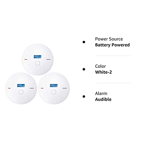 3 Pack 10 Year Battery Operated Smoke Detector and Carbon Monoxide Detector, Travel Portable Photoelectric Fire Co Alarm for Home, Kitchen