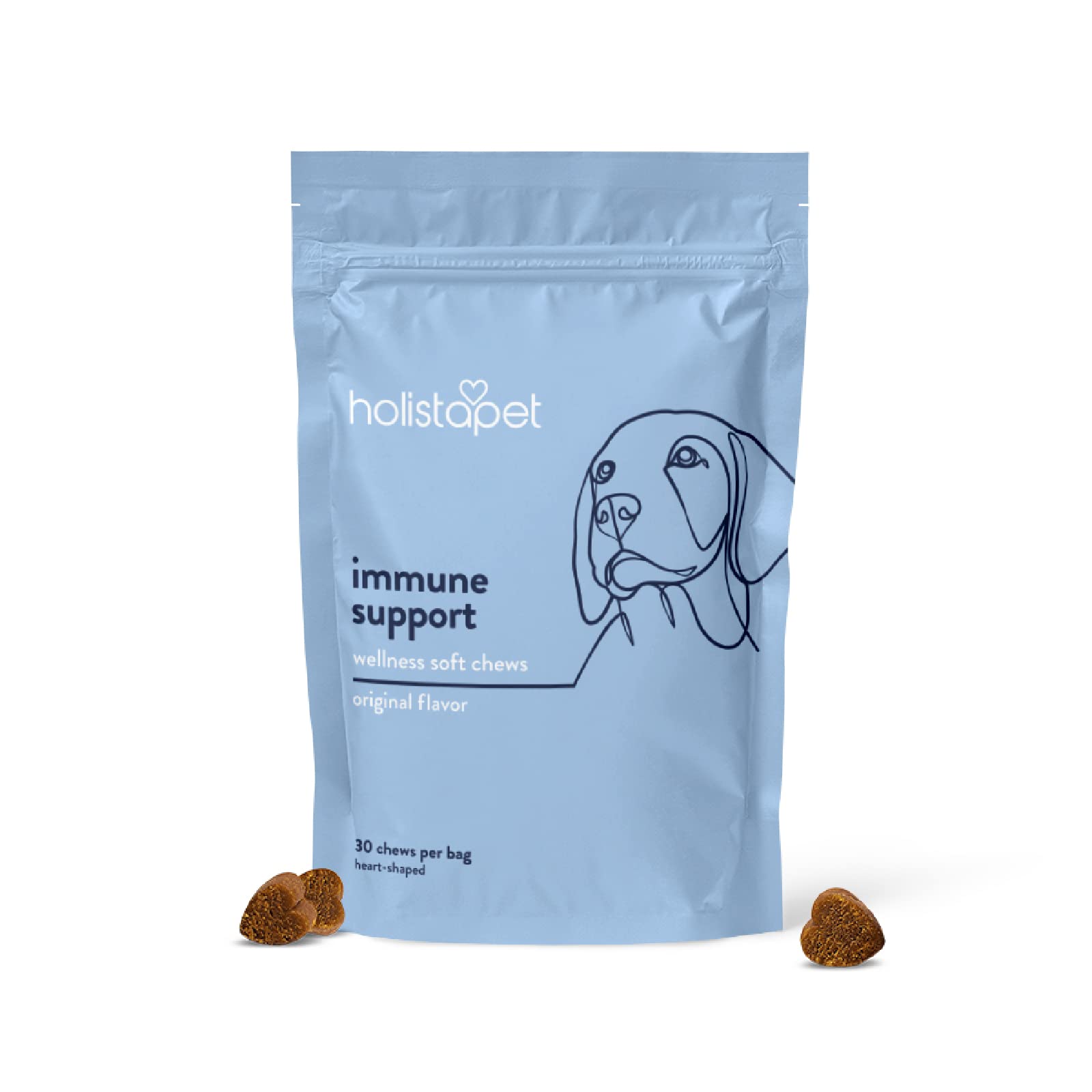 HolistaPet Immune Support Soft Dog Chew Treat Supplement - Organic Chews to Support Hip, Joint, Heart, Gut & Physical Performance with Vitamin C for Immune Systems - Natural Flavor Treats 30ct