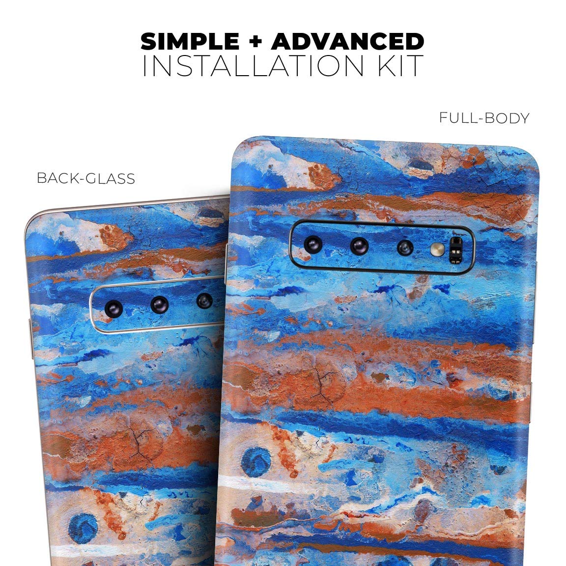 DesignSkinz Abstract Wet Paint Rustic Blue Protective Vinyl Decal Wrap Skin Cover Compatible with The Samsung Galaxy S20 (Screen Trim & Back Glass Skin)