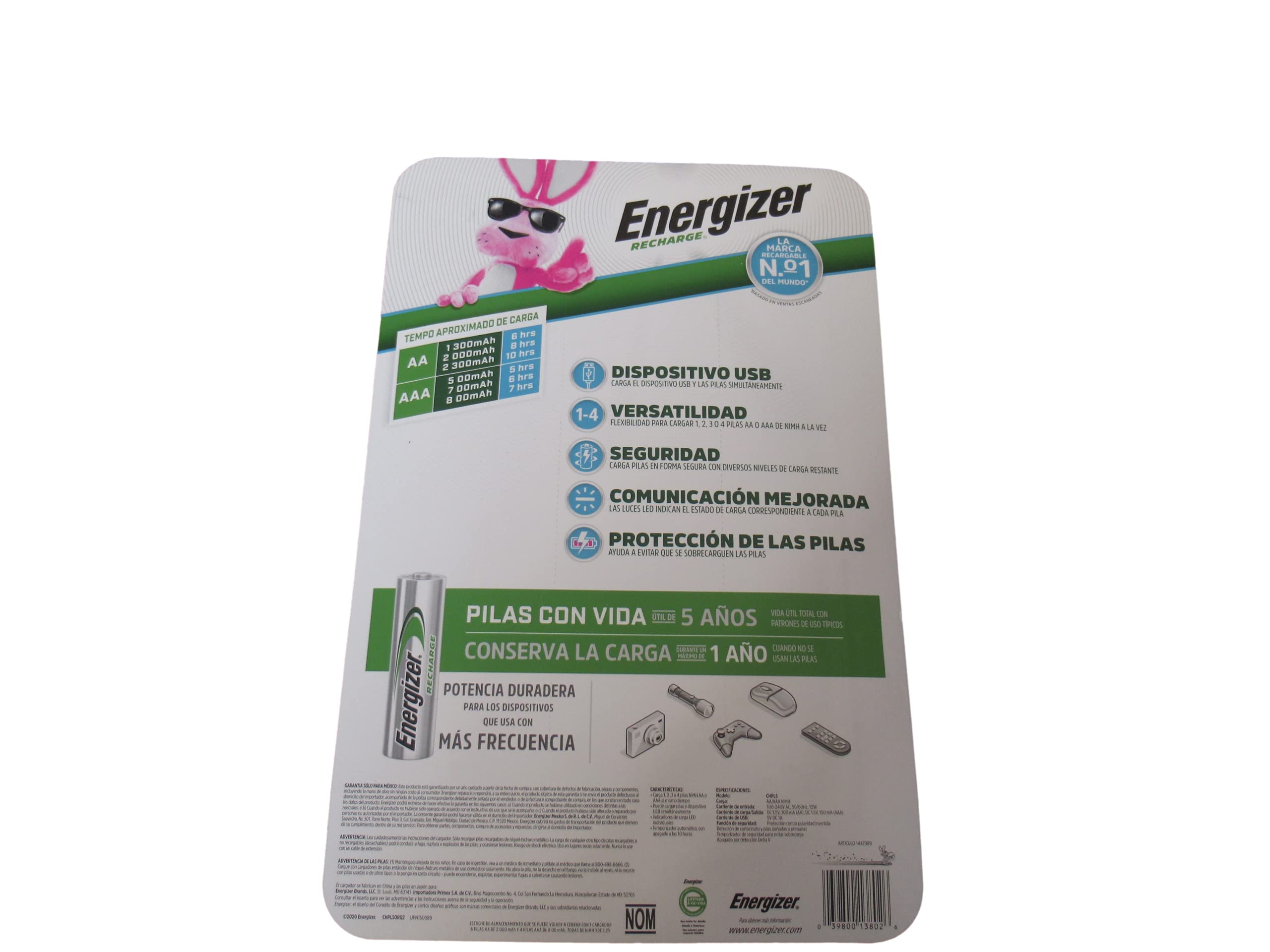 Energizer Recharge, 6 AA and 4 AA Rechargeable Batteries with 1 Charger