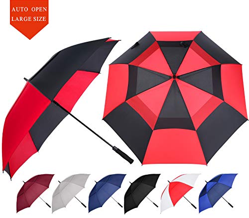 Baraida Golf Umbrella Large 62/68/72 Inch, Extra Large Oversize Double Canopy Vented Windproof Waterproof Umbrella, Automatic Open Golf Umbrella for Men and Women and Family(62 inch, Red Black)