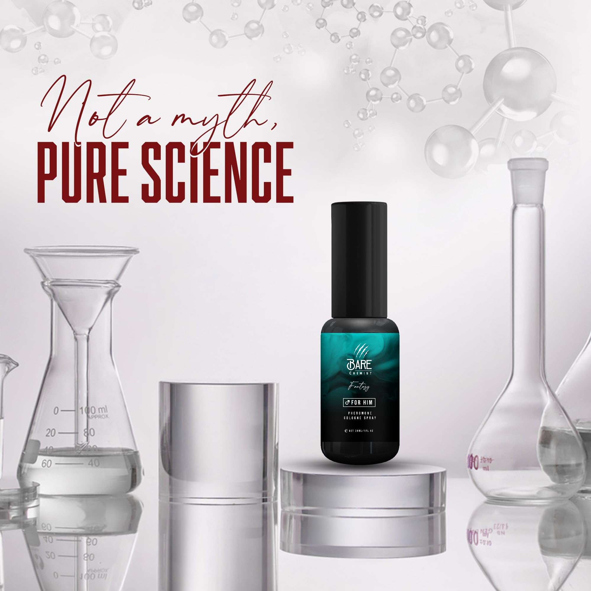 Bare Chemist Fantasy Pheromone Cologne for Him - [Long Lasting Formula] Pheromone Perfume Cologne for Men 1oz. - Blackcurrant, Pinapple, Bergamot