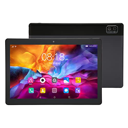 10.1in Tablet for Android12, 5G WiFi, HD Calling Tablet 6GB 128GB, Front 200W Rear 500W 1960x1080 IPS Screen ，10 Core 8800mAh (Black)