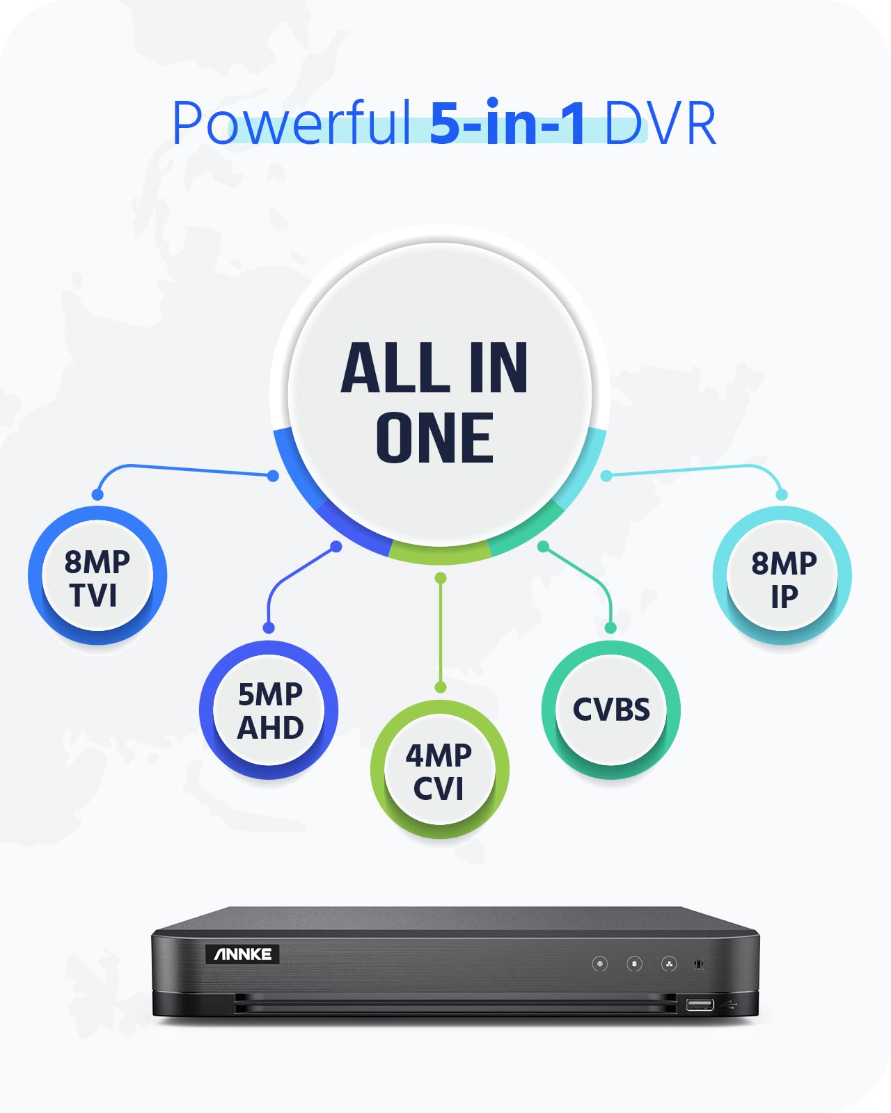 ANNKE 4K 8CH DVR Security Camera System, H.265+ 8 Channel Hybrid 5-in-1 DVR NVR Security Video Recorder, Easy Remote Access, NO HDD
