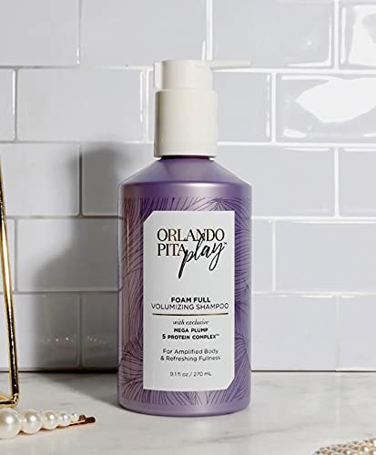 ORLANDO PITA PLAY Foam Full Volumizing Shampoo, Exclusive Mega Pump 5 Protein Complex, For Amplified Body & Refreshing Fullness, Gently Cleanses & Creates Bounce, 9.2 Fl Oz