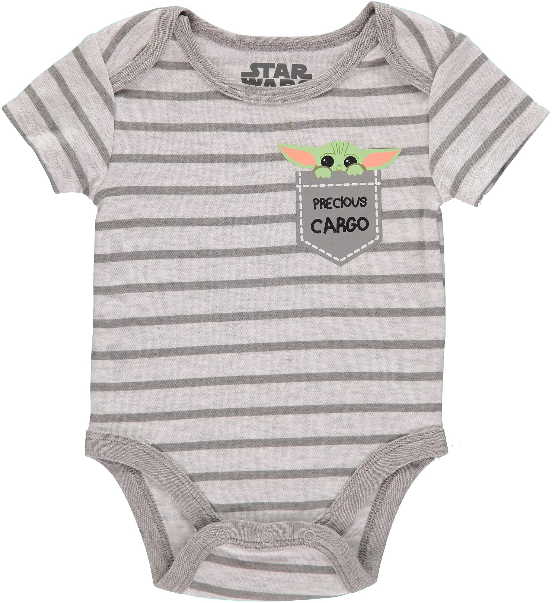 STAR WARS Mandalorian The Child Baby Boys One Piece Bodysuit Three Pack - Baby Yoda Baby Clothes (Green/White/Grey, 3-6 Months)