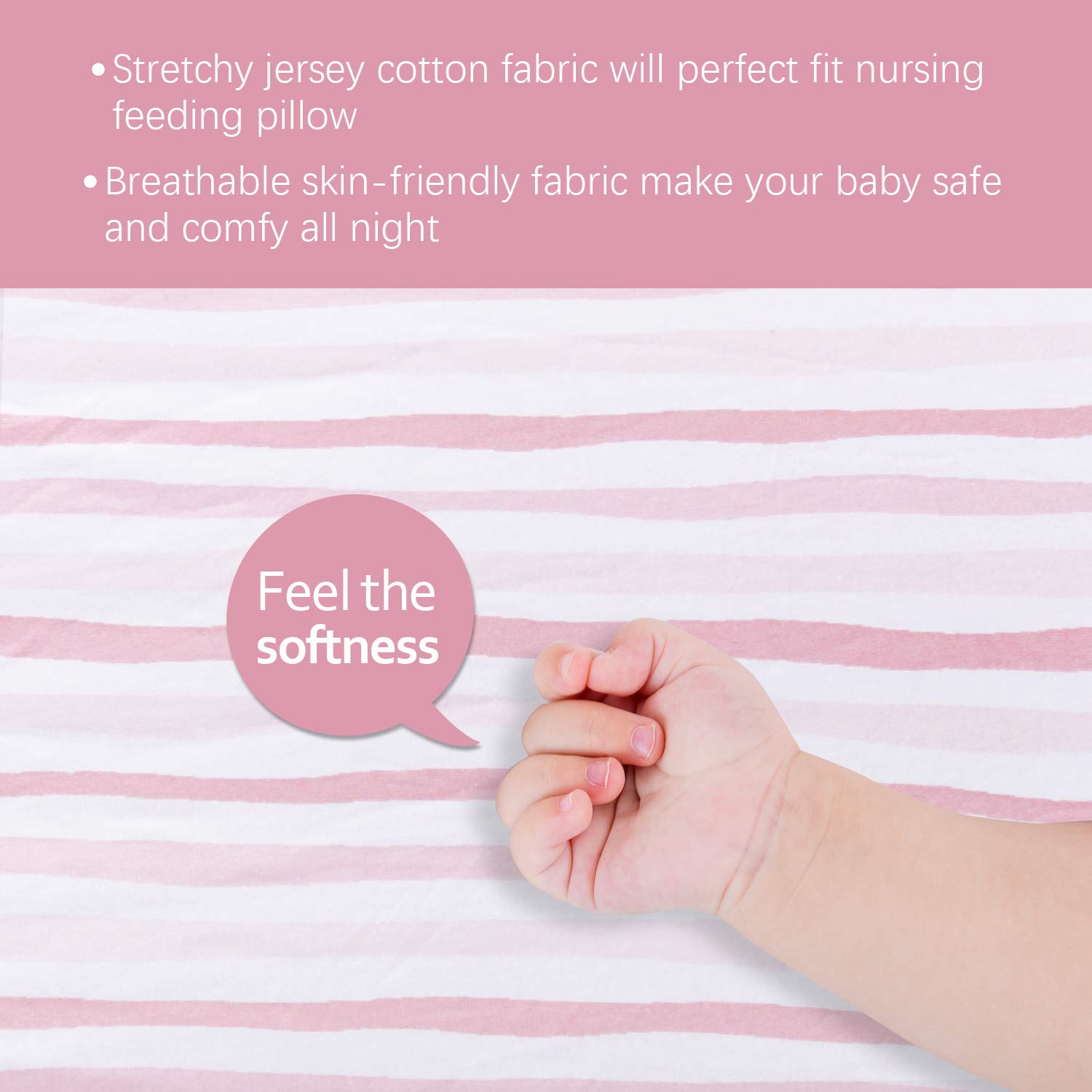 Pack n Play Fitted Sheet, Soft Jersey Cotton Portable Playard Sheets, 2 Pack Mini Crib Sheets, Unisex, Preshrunk,Grey and Pink