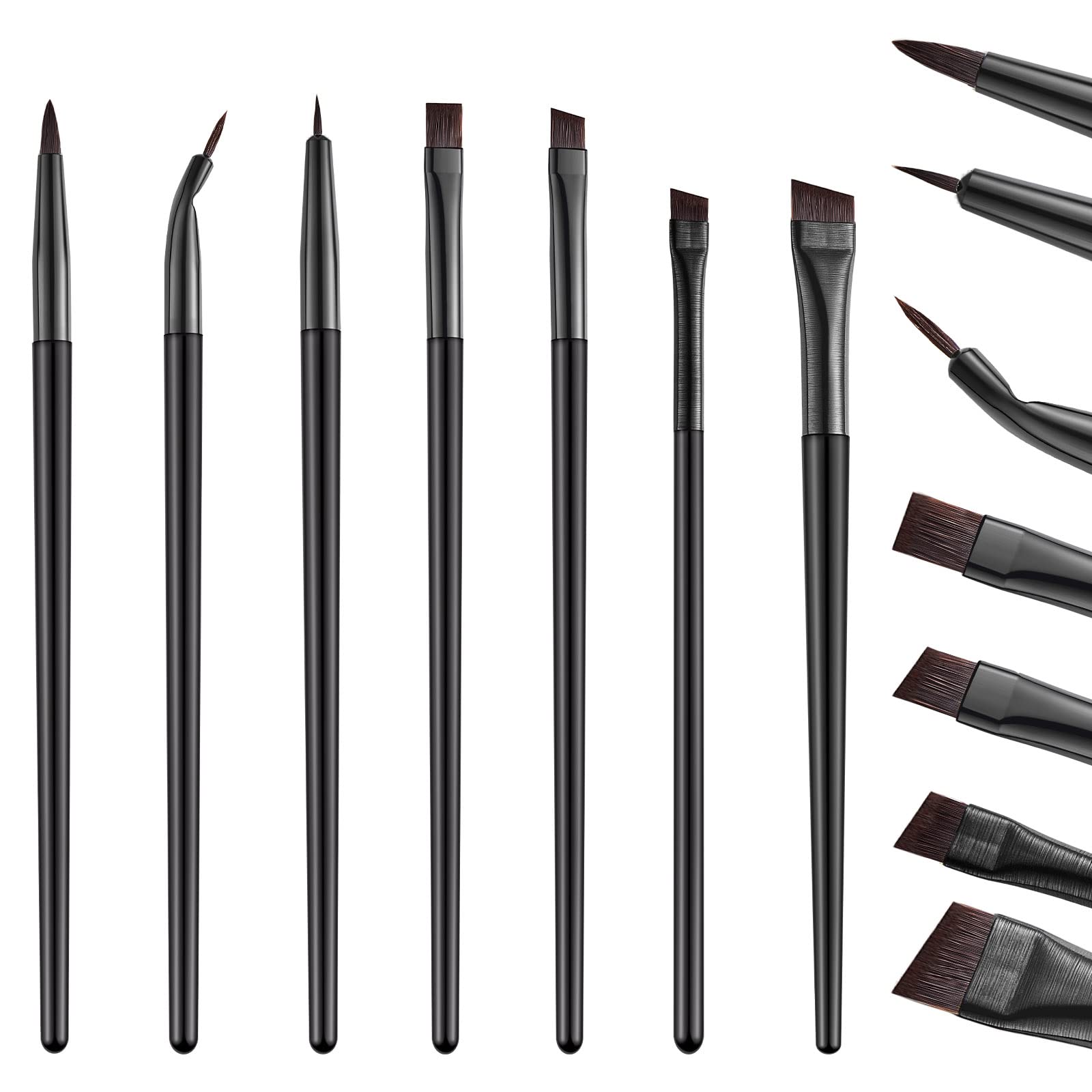 7 Pieces Eyeliner Brushes Set, Gel Liquid Eyeliner, Slanted Eyebrow Brushes, Fine Bent Eyeliner Brush, Eyeshadow Brush Set for Precise Make Up Application