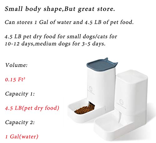 Dog or Cat Automatic Feeder Water Dispenser Set, Food Bowl Cat Food Container for Small, Medium and Large Cats and Dogs Food and Water Distribution