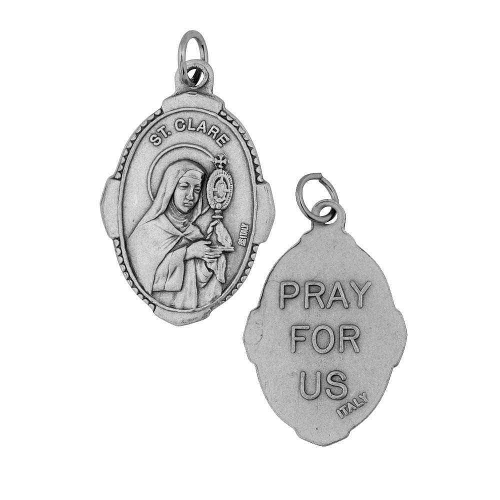 1" Saint Clare Medal with Prayer Card | Durable and Detailed Charm | Pendant Medal Carded with Prayer | Christian Jewelry