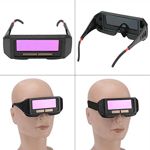 1 Pair Solar Auto Darkening Welding Goggle Safety Protective Shade Autodarking Welding Glasses Lens, Eyes Glasses TIG MIG Anti-Flog Anti-glare Goggles Welder, Black