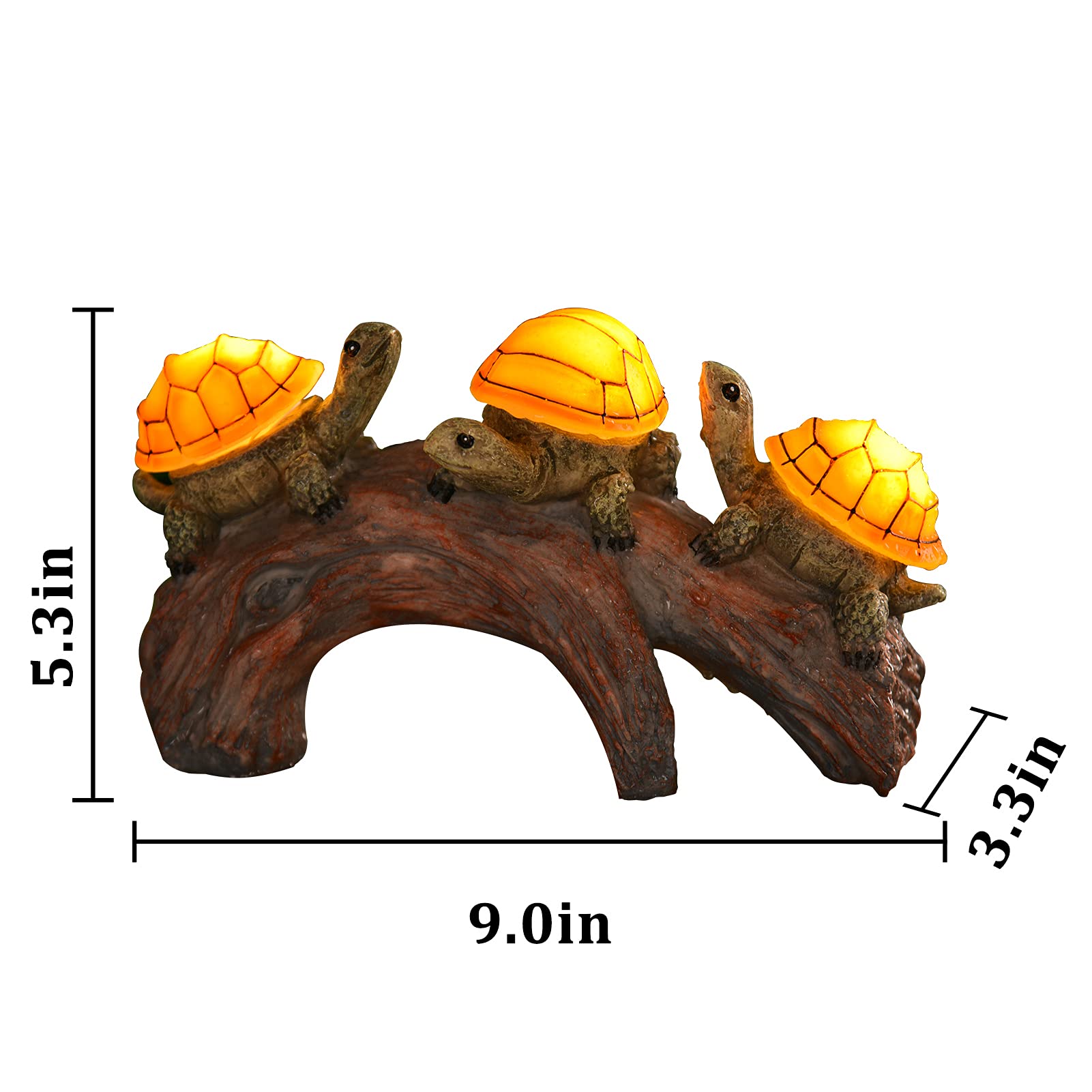 3 Turtles on a Log - Solar Lights Outdoor Garden Decor, Lawn Ornaments Solar Powered Outdoor Waterproof Garden Decorations for Patio, Yard, Pond