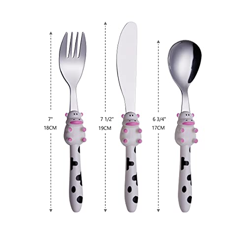 ANNOVA Kids Silverware Set 6 Pieces - Childrens Flatware Stainless Steel (6, Cow)