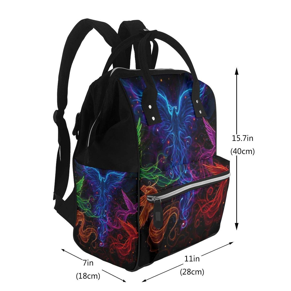 Cool Fire Flame Phoenix Diaper Bag Backpack Multi Function Nappy Bag Large Capacity Mommy Backpack Organizer for Baby Care Baby Bag for Mom and Dad