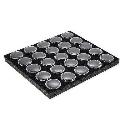 1 Pc of Jewelry Gemstone Foam Round Gem Jar Liner Display Tray Insert, 25 Jar, Small, Black