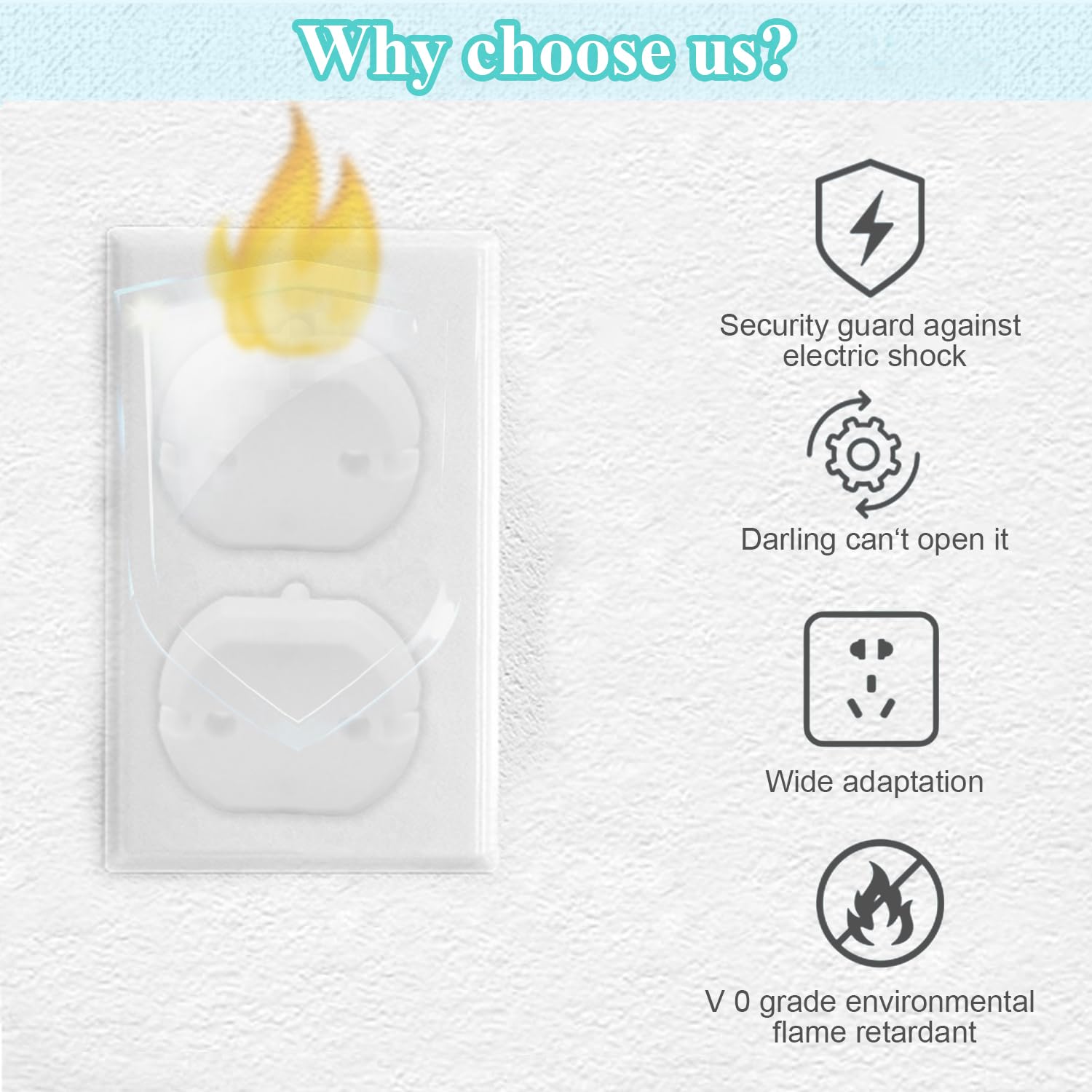 Fielect Outlet Plugs Covers Childproof EU Plug Protectors Electric Socket Cover Electrical Protector 2-Hole White 10Pcs