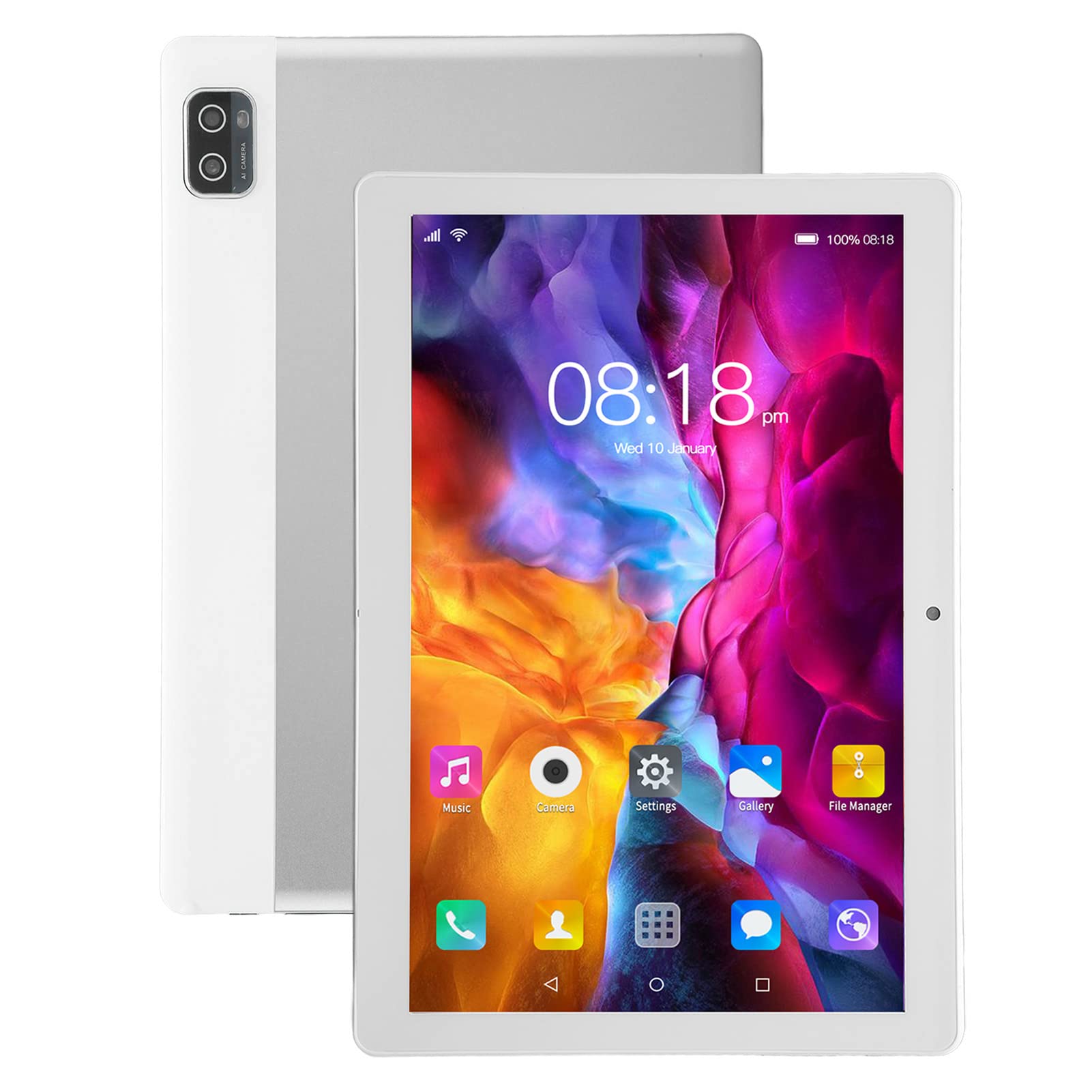 10.1in Tablet, 5G Tablet 1960x1080 Resolution for Android 12 100β240V Silver for Work (US Plug)