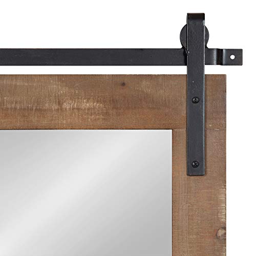 Kate and Laurel Cates Farmhouse Horizontal Wood Framed Wall Mirror, 40 x 26, Rustic Brown, Barn Door-Inspired Rustic Mirrors for Wall