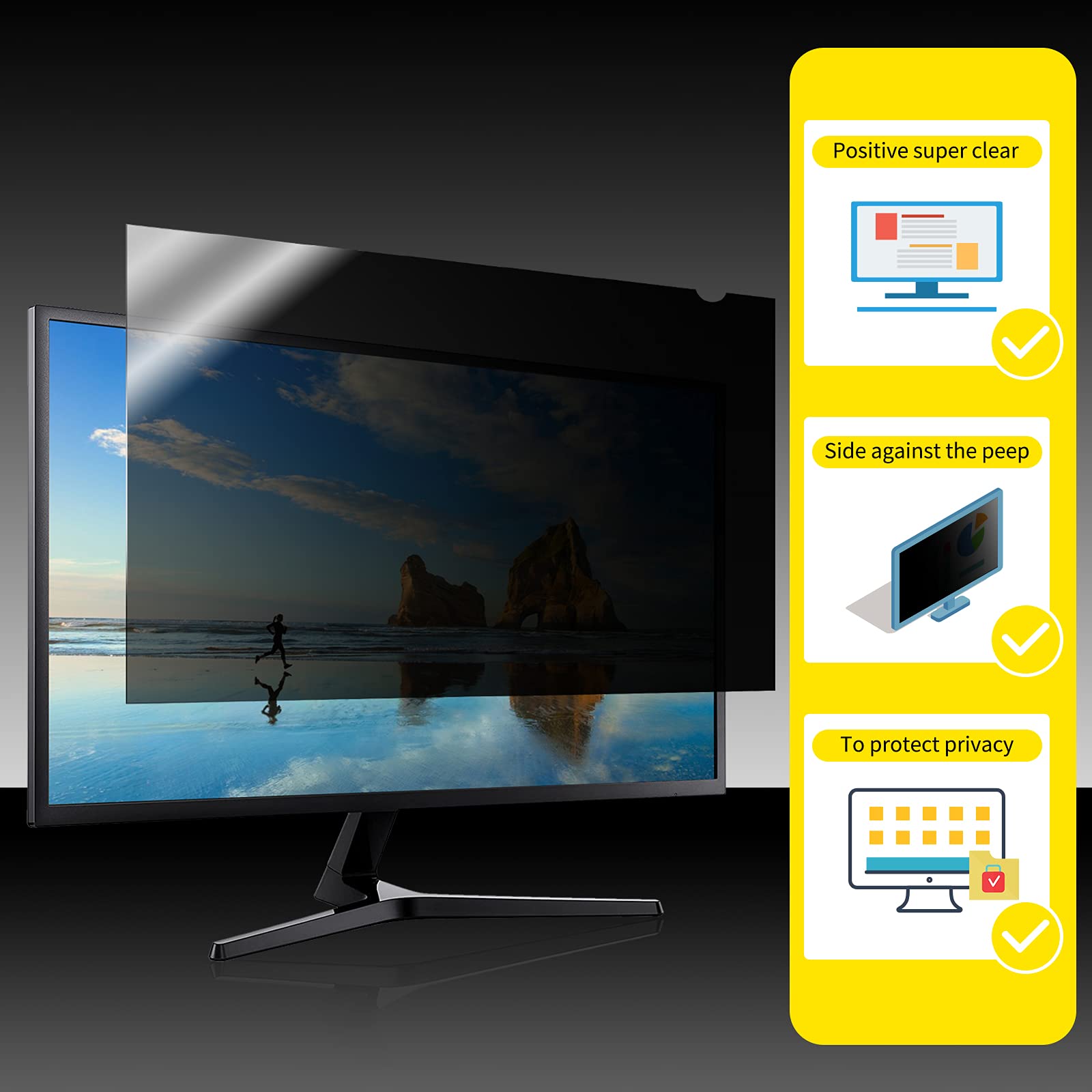 19.5 Inch Privacy Screen Filter for Widescreen Monitor (16:9 Aspect Ratio) - Please Measure Carefully!