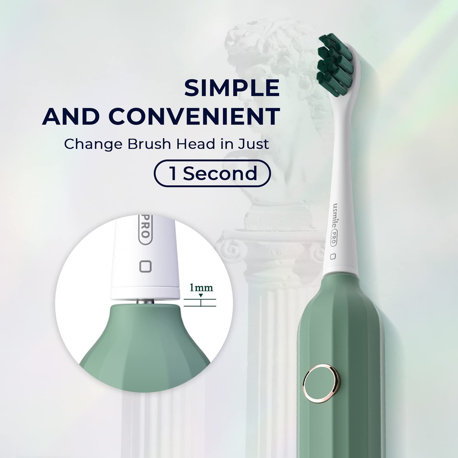 usmile Electric Toothbrush Replacement Heads, 2 Pack, Y1S Green