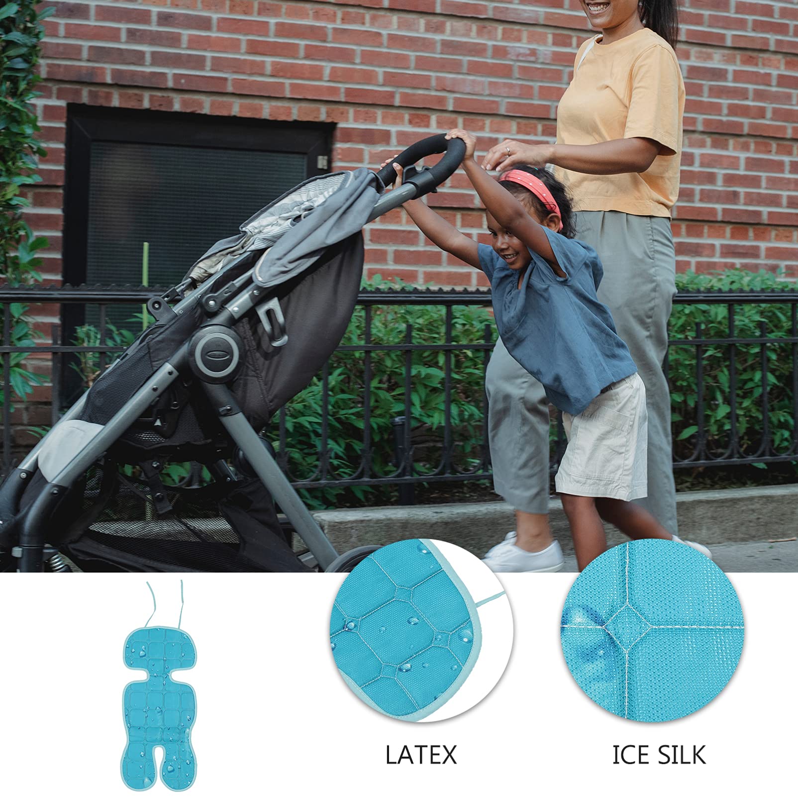 NUOBESTY Baby Seat Liner Ice Silk Infant Baby Stroller Mat Ice Silk Mesh Seat Pad Breathable Cushion LinerAnti- Slip Seat Cooler Summer Cushion for Stroller and Car Seat