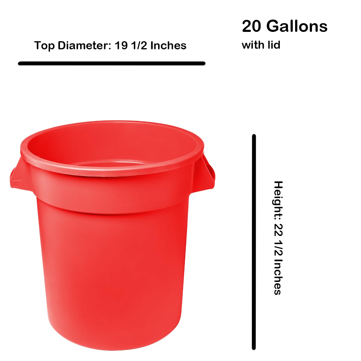 20 Gallon Red Round Commercial Trash Can with Lid and Dolly, Kitchen Waste Bin, Indoor Trash Can, Trash Bin, Durable Wastebasket, Garbage Can, Round Decorative Waste Receptacle for Office or Store
