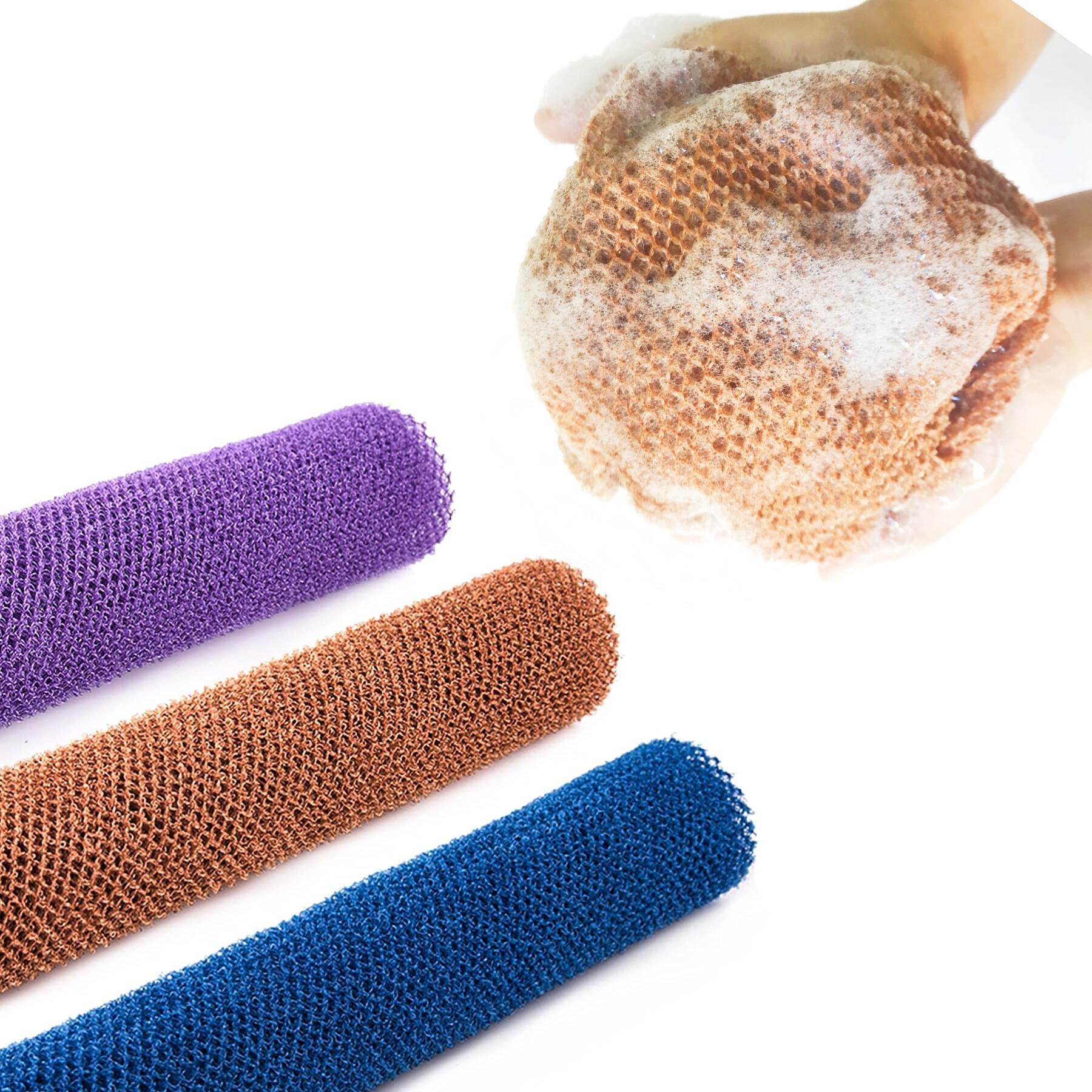 African Net Long Bathing Sponge,Net Exfoliating Back Scrubber for Body,Exfoliating Back Towel,Pack of 1 (Brown)