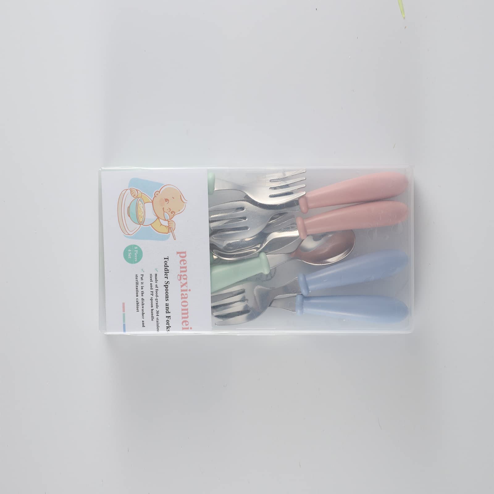 8 Pieces Toddler Utensils, Stainless Steel Toddler Spoons and Forks Kids Silverware Toddler Silverware Set for Safe Dining Baby Utensils (4 Set)