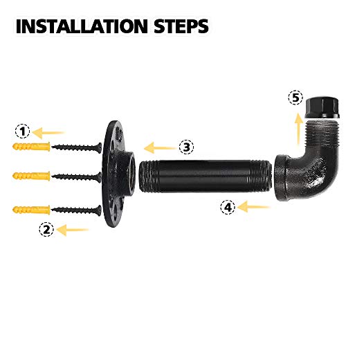 3 Pack Industrial Pipe Towel Hooks, Vintage Wall Mounted Heavy Duty Coat Robe Clothes Hanger for Bathroom Bedroom Farmhouse