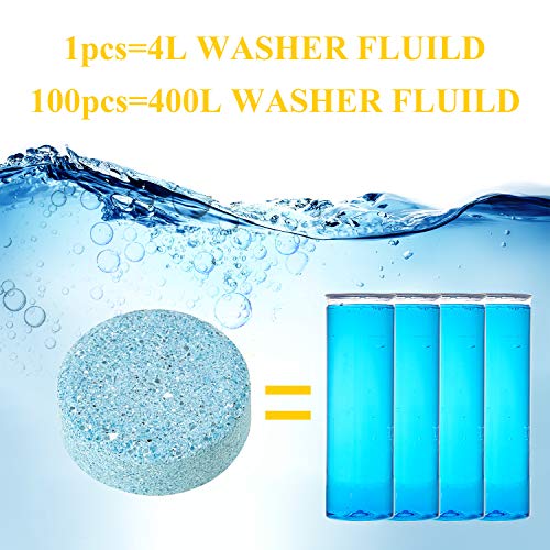 Boao 100 Pieces Car Windshield Glass Concentrated Washer Tablets Solid Car Effervescent Tablets Glass Solid Wiper Cleaning Tablets for Car Kitchen Window